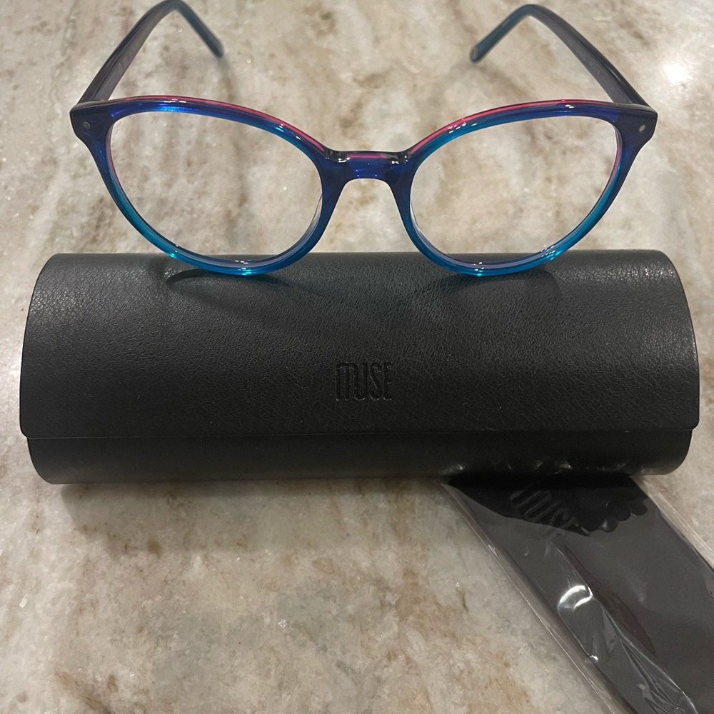 Muse Blue And Pink Cat-Eye Glasses Frame With Branded… - Gem